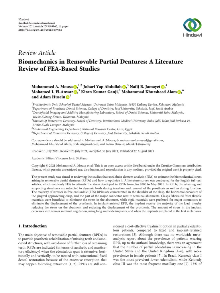 BioMed Research International - 2021 - Mousa - Biomechanics in ...