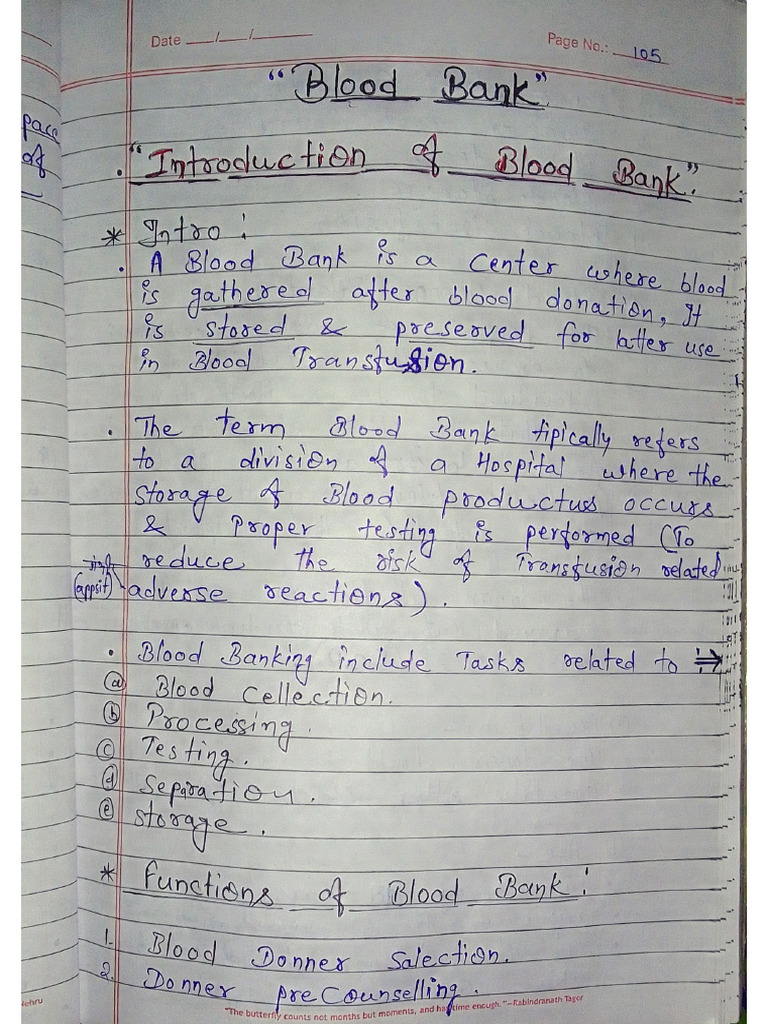 DR Thish Pathology - Introduction of BLOOD Bank Notes | PDF