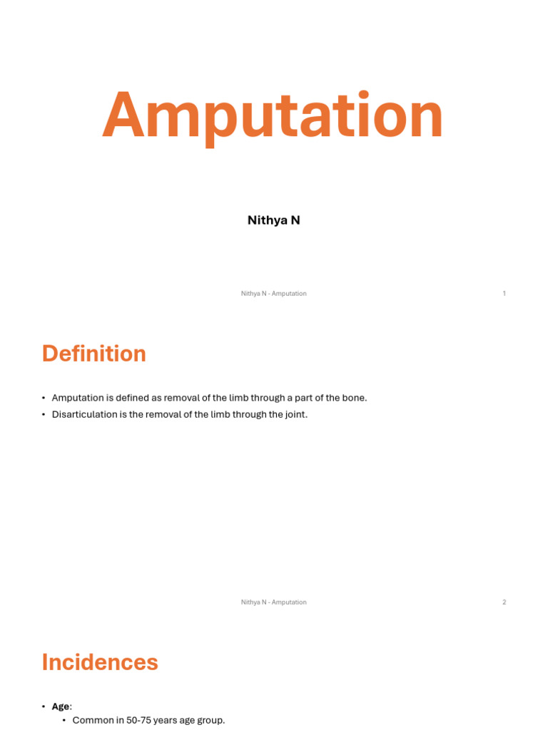 Nithya N - Amputation | PDF | Amputation | Prosthesis