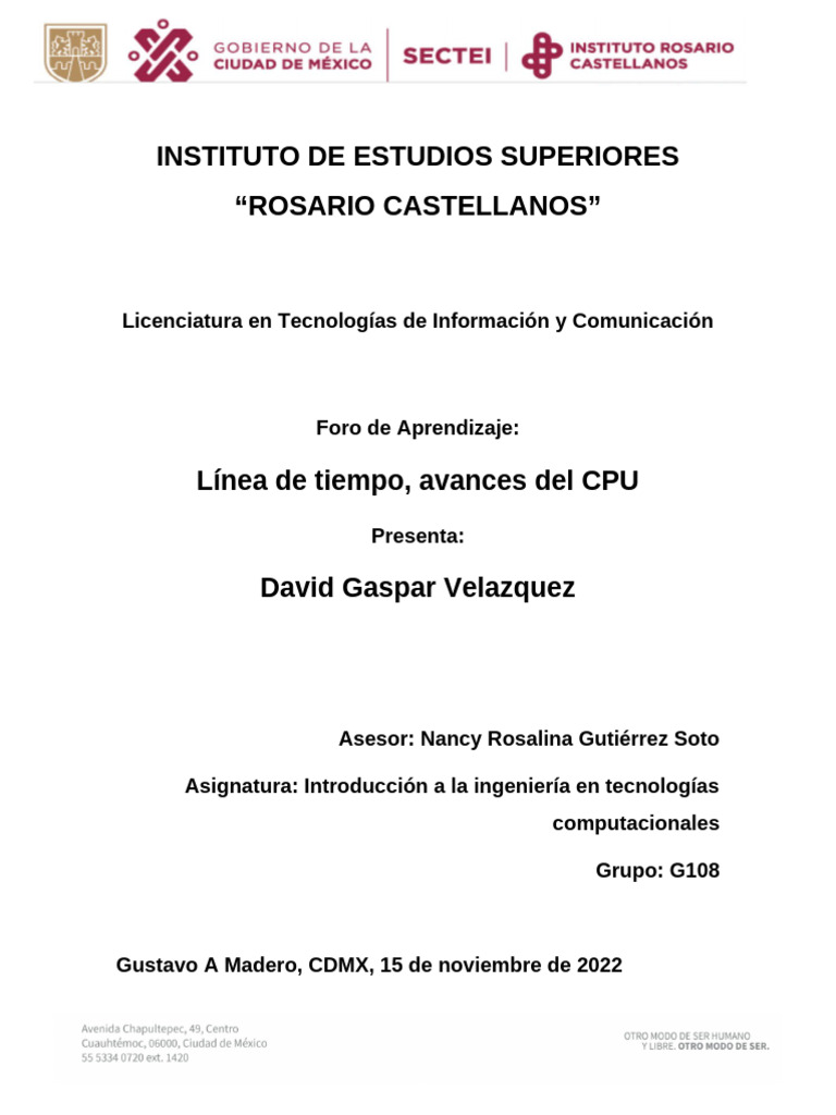 David Gaspar Foro2 | PDF | Unidad Central de procesamiento | Informática