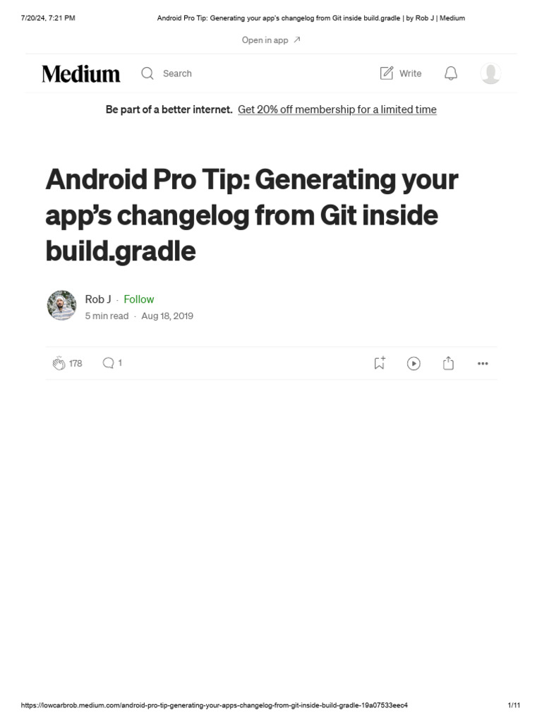 Android Pro Tip - Generating Your App's Changelog From Git Inside Build - Gradle - by Rob J ...