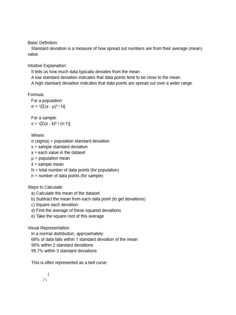 Standard Deviation Explained | PDF | Normal Distribution | Standard ...