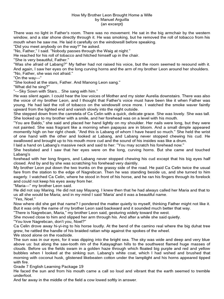 How My Brother Leon Brought Home A Wife | PDF | Poetry