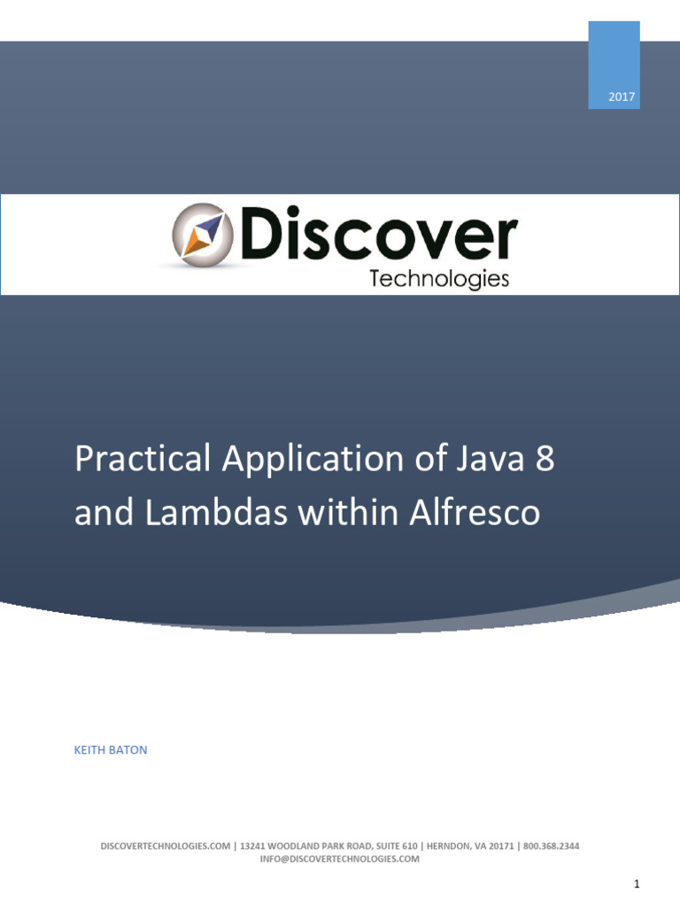 Java 8 Lambdas in Alfresco Extensions | PDF | Anonymous Function | Class (Computer Programming)