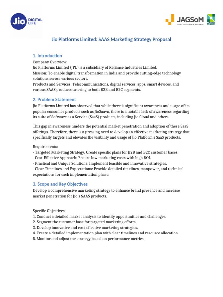 Jio_Platforms_SAAS_Marketing_Strategy_Proposal | PDF | Marketing ...