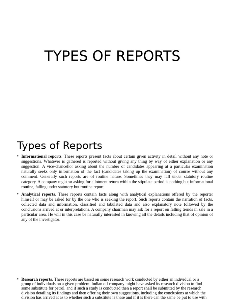 Types of Reports | PDF