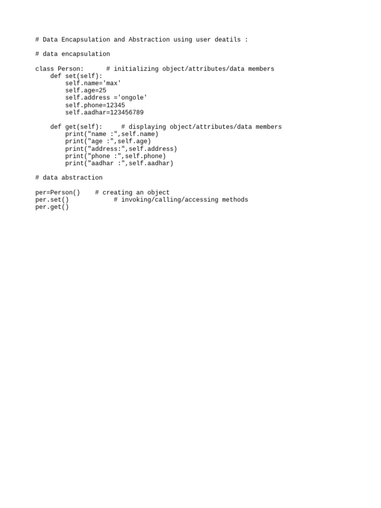 # Data Encapsulation and Abstraction 1 | PDF