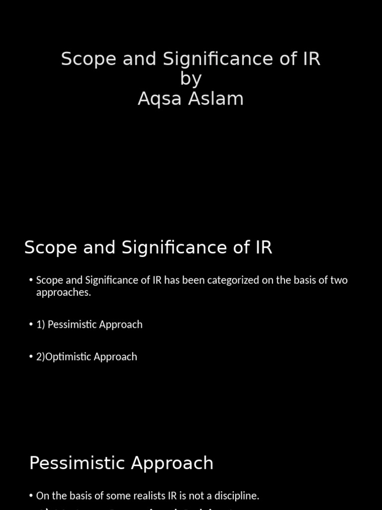 Scope and Significance of IR (3) | PDF | Science | Theory