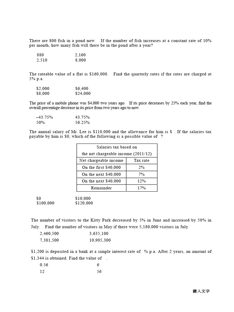 13 18 3A Ch.2 Percentages II MC | PDF | Interest | Taxes