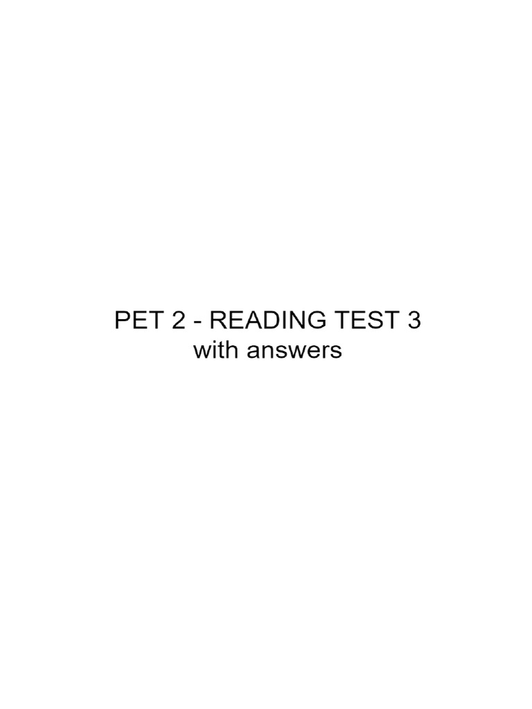 Reading Test 3 B1 Preliminary 2 Authentic Practice Tests Pdf