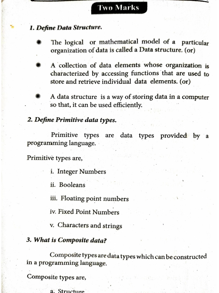Unit 1 Two Marks | PDF
