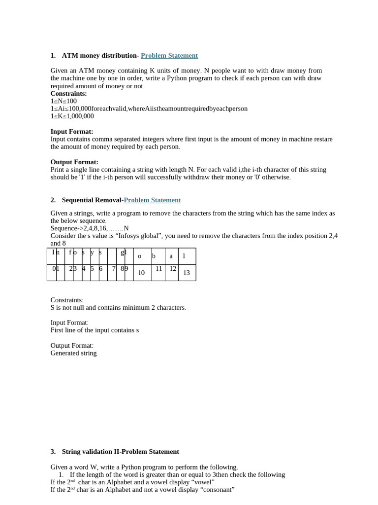 Final Exam Questions and Valuation Sheet | PDF | String (Computer Science) | Sequence