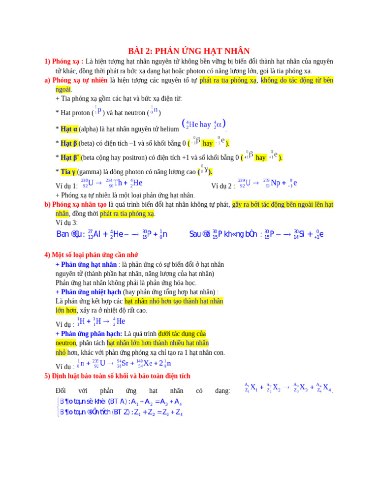 Bài 2 - PH N NG H T Nhân | PDF