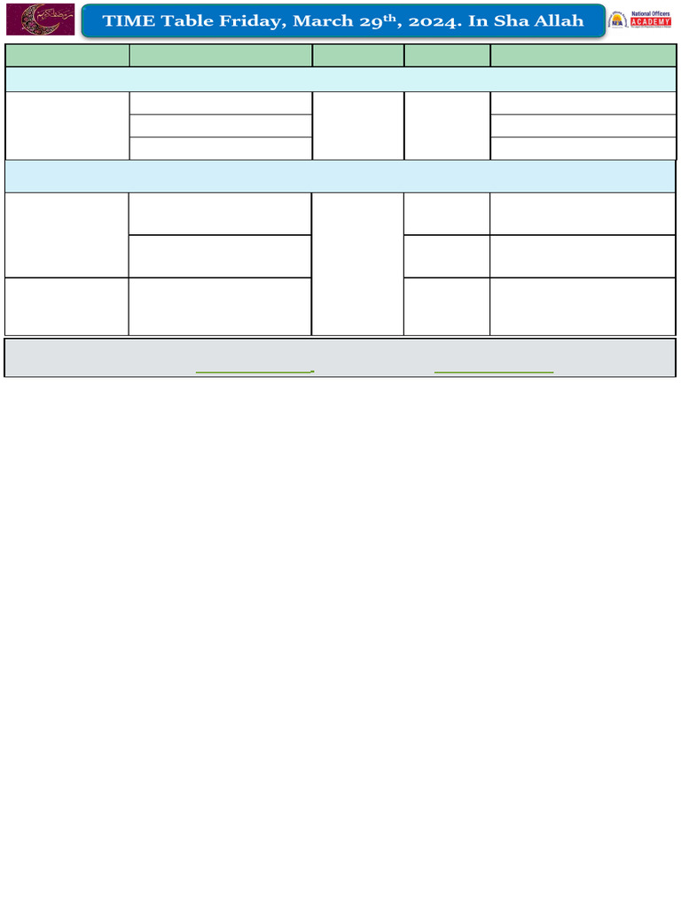 March 29, 2024 Class Schedule | PDF
