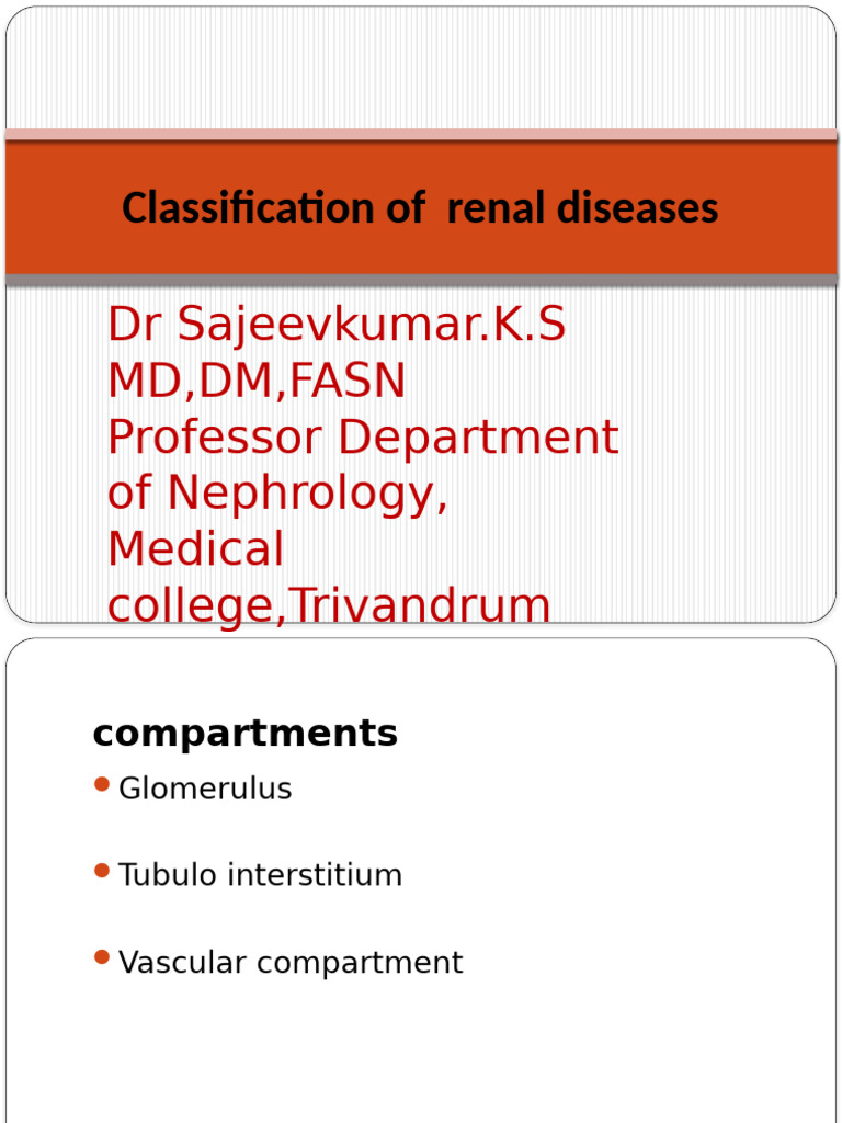 Classification of Renal Diseases | PDF | Kidney | Kidney Disease