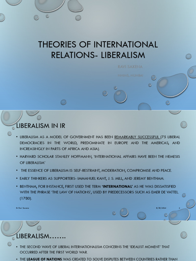 Module IV Liberalism Theories of IR - Ravi Saxena 2024 | PDF ...