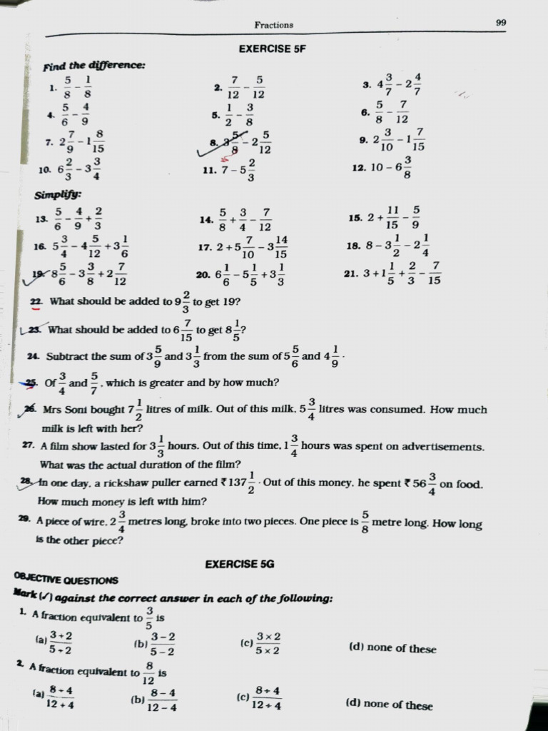 Fraction class 6 prc material rs Aggarwal | PDF | Elementary ...