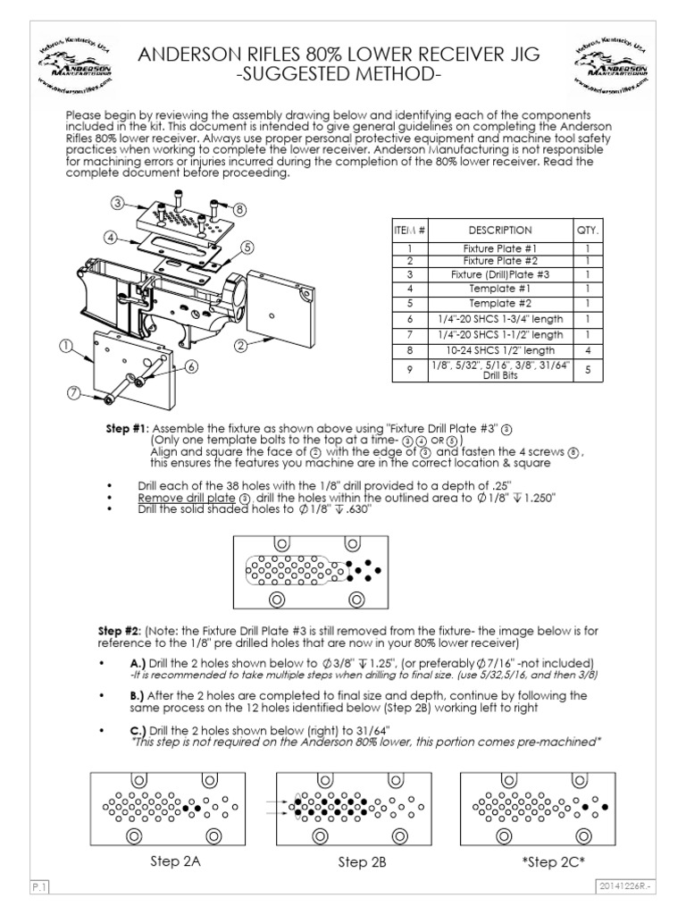 Anderson 80% Lower Jig Instructions | PDF | Drill | Screw