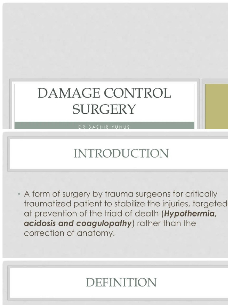 Damage Control of Surgery | PDF