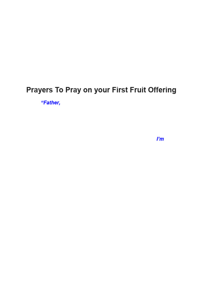 First-Fruit-Offering - WE Version | PDF | Prayer | Religious Belief And ...
