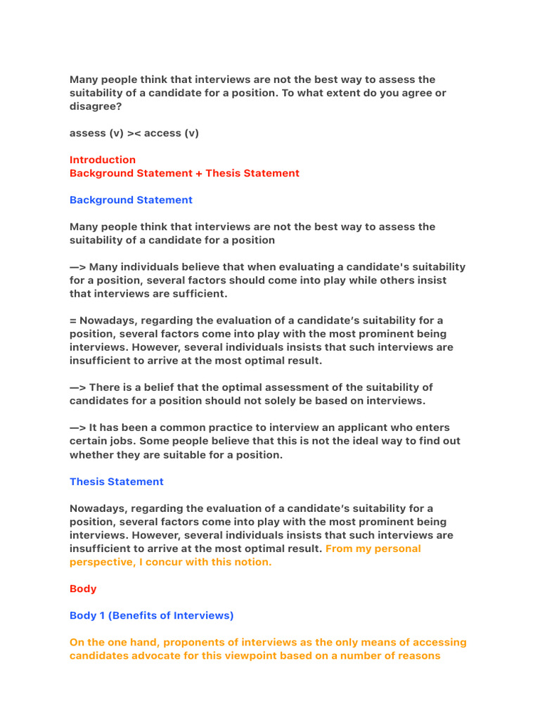 Writing. Task 2. Interviews | PDF | Critical Thinking | Cognition