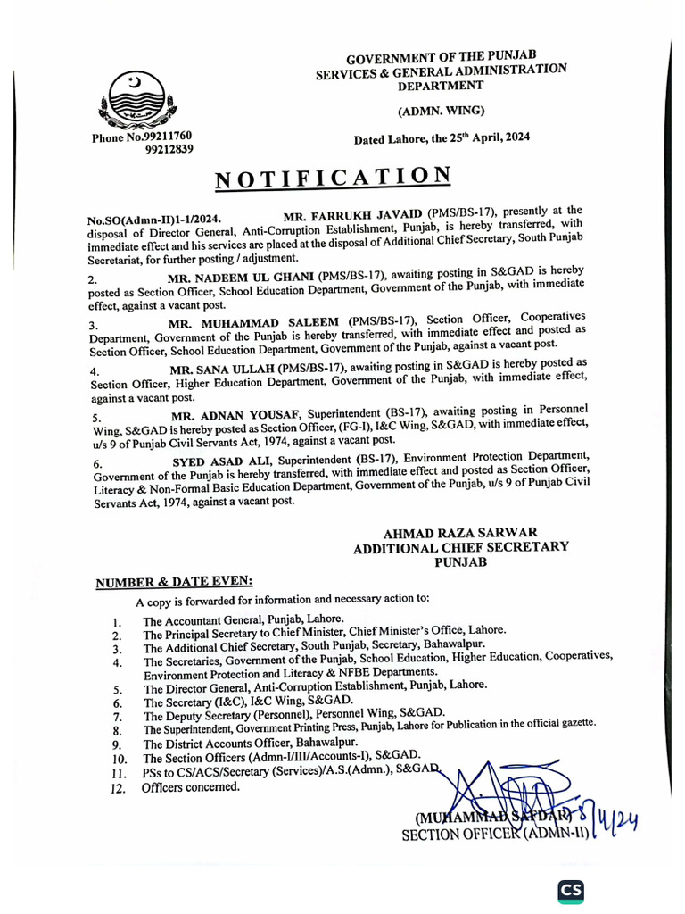 SOs Notification Dated 25.4.24 - 1 | PDF