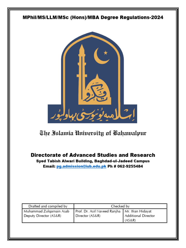 Annex-A (MPhil Degree Regulations - 2024) | PDF | Thesis | Course Credit