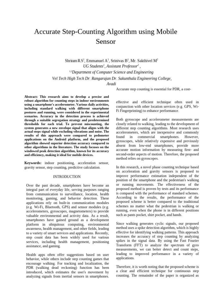 Accurate Step-Counting Using Mobile Sensor | PDF | Accelerometer ...