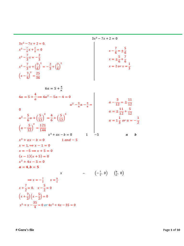 3.1 Quadratic Equation and Expression Ms | PDF | Quadratic Equation ...