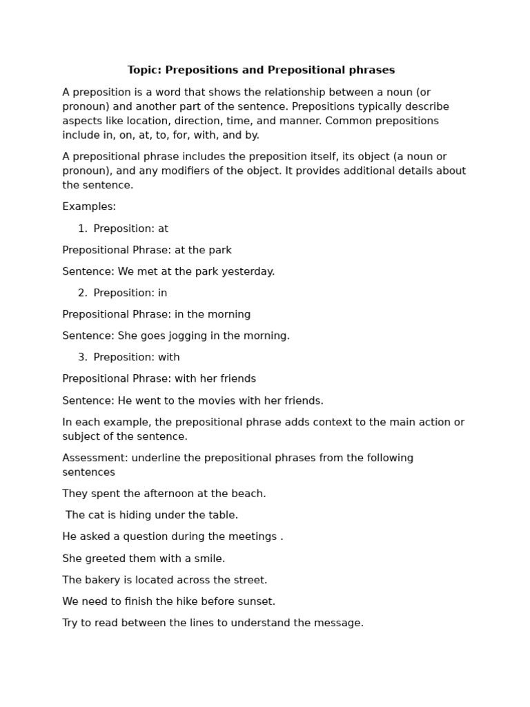 prepositional phrases | PDF