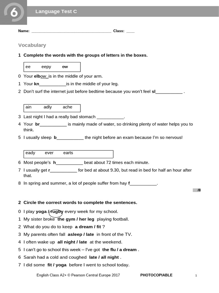 ECA2+ - Tests - Language Test 6C | PDF | English Language | Linguistics