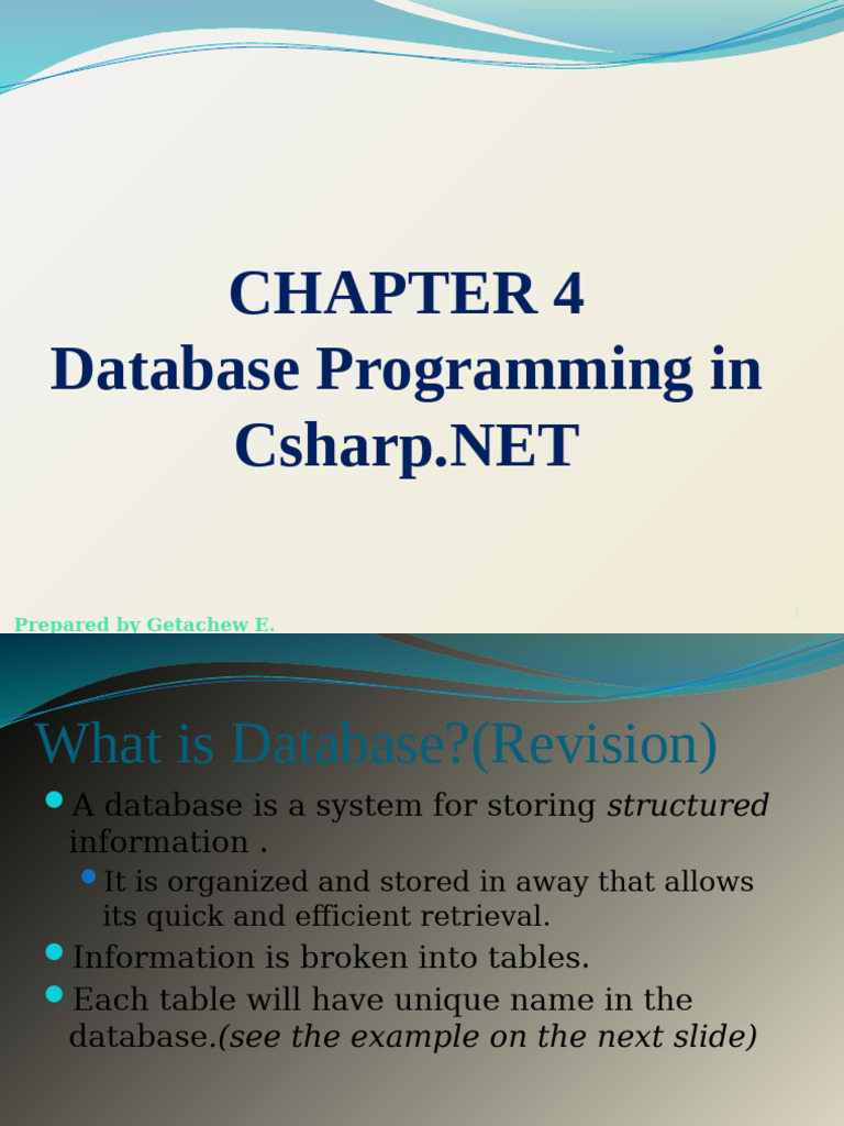 Chapter 4 Database Programming In Pdf Sql Databases