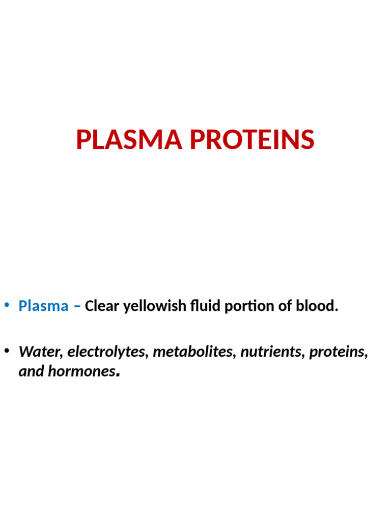 Overview of Plasma Proteins and Functions | PDF | Medical Specialties ...