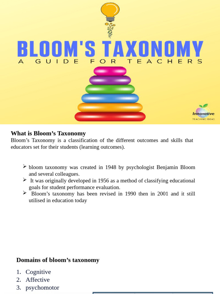 bloom taxonomy | PDF | Learning | Cognition