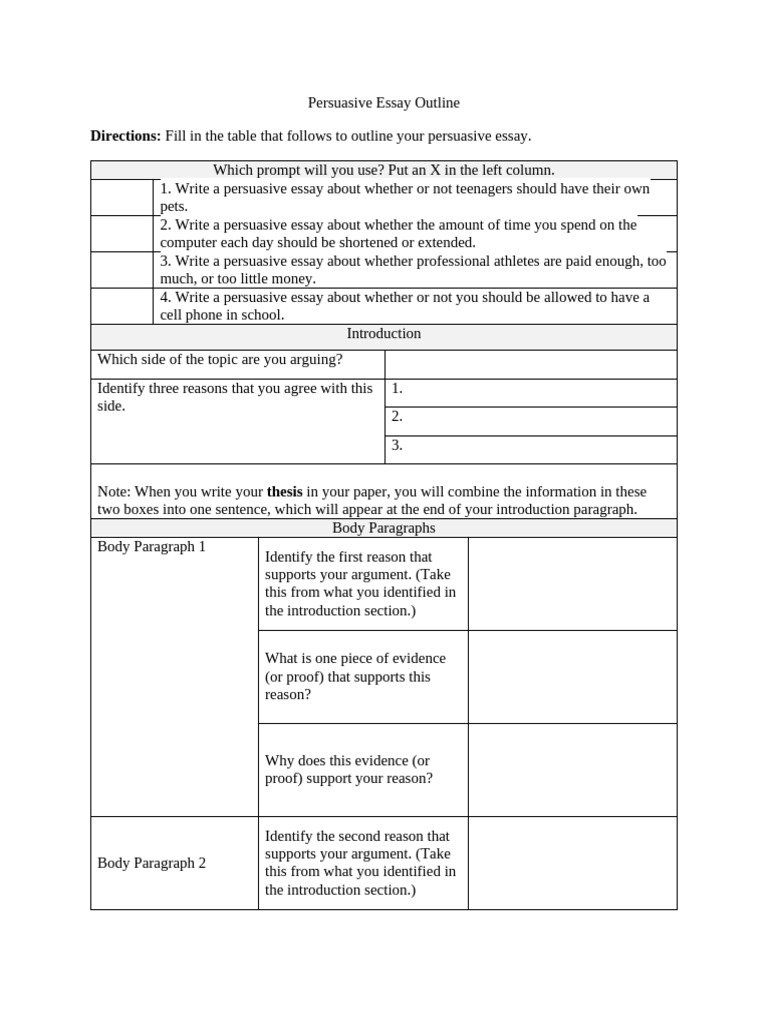 PersuasiveEssay 7th Template | PDF | Essays | Argument