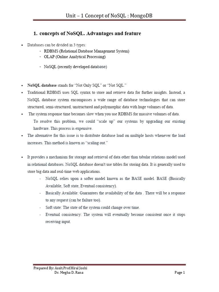 Unit 1 | PDF | No Sql | Databases