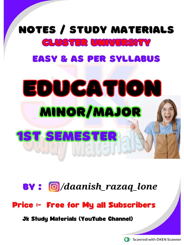 1st Sem Education Notes (Major Minor) Cluster | PDF