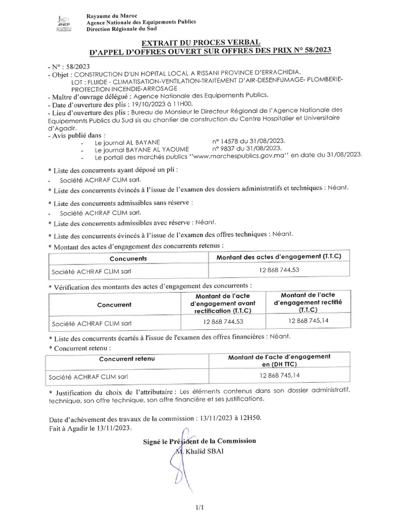 Extrait Du PV AO-58-2023 | PDF