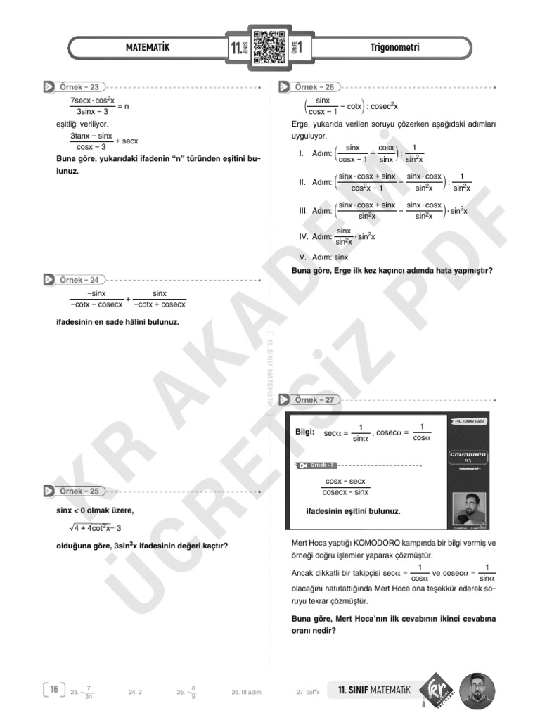 11 Matematik VDK 2024 7. DERS | PDF
