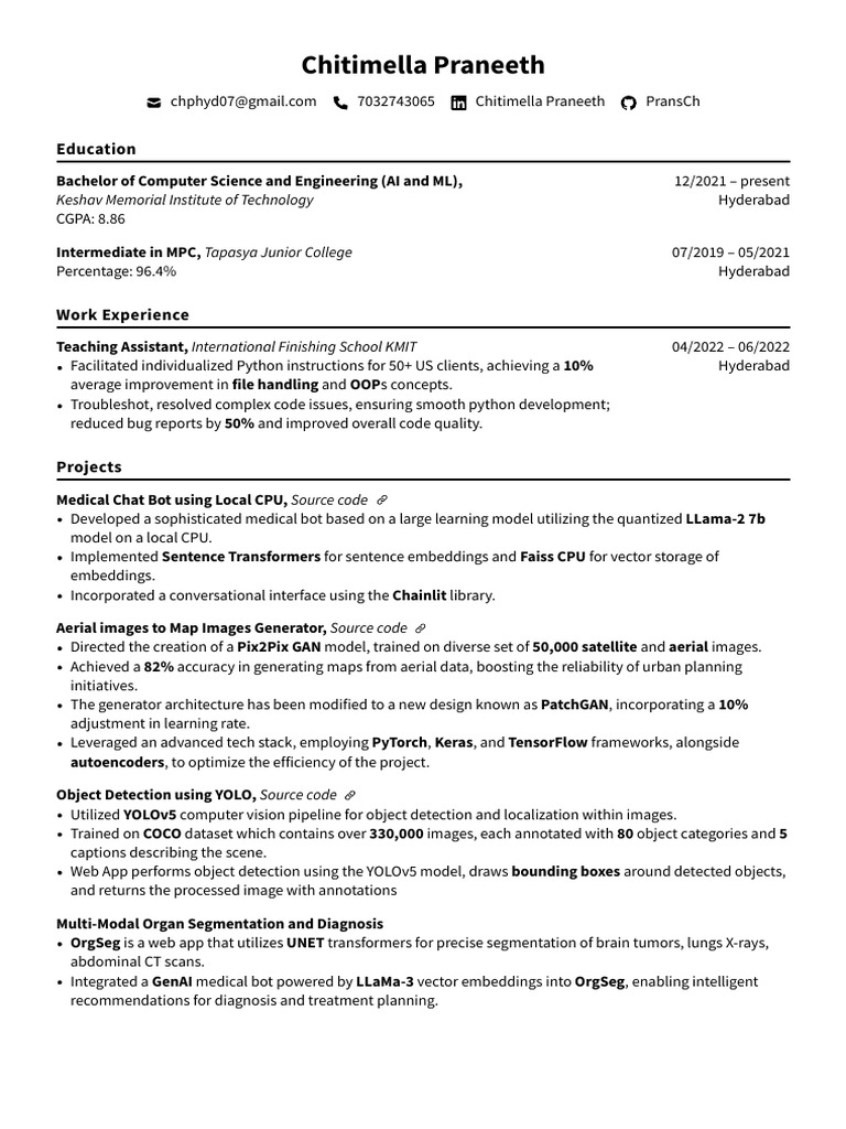 praneeth_resume_ai | PDF | Machine Learning | Computing