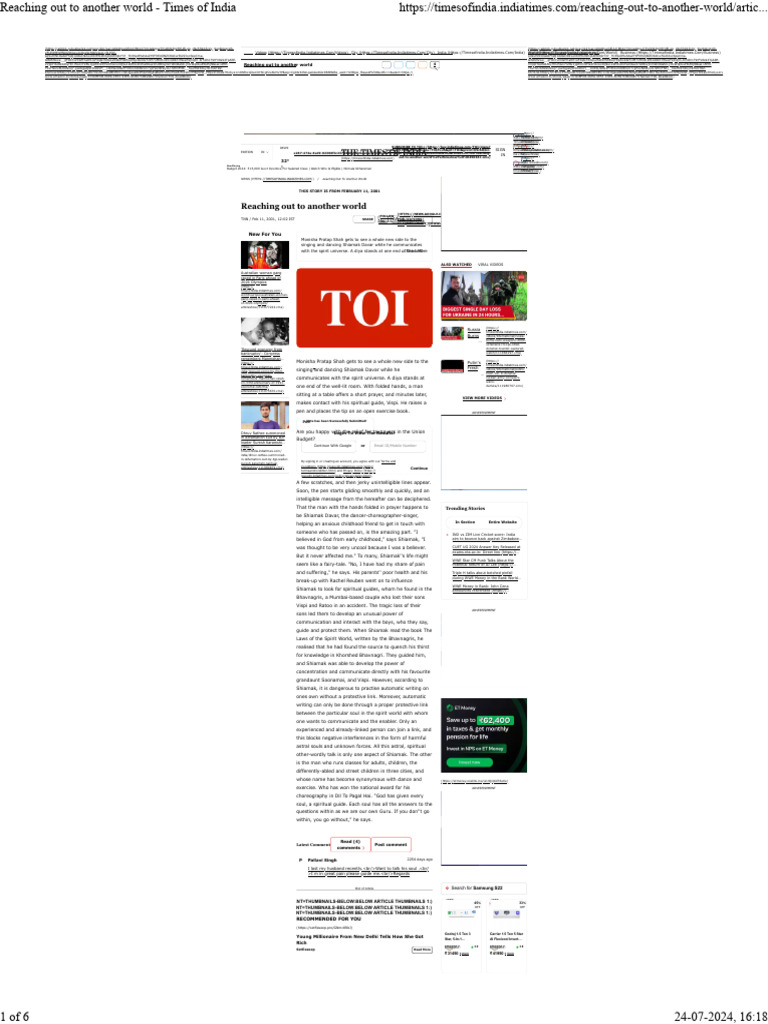 Shiamak Davar Reaching Out To Another World - Times of India | PDF ...