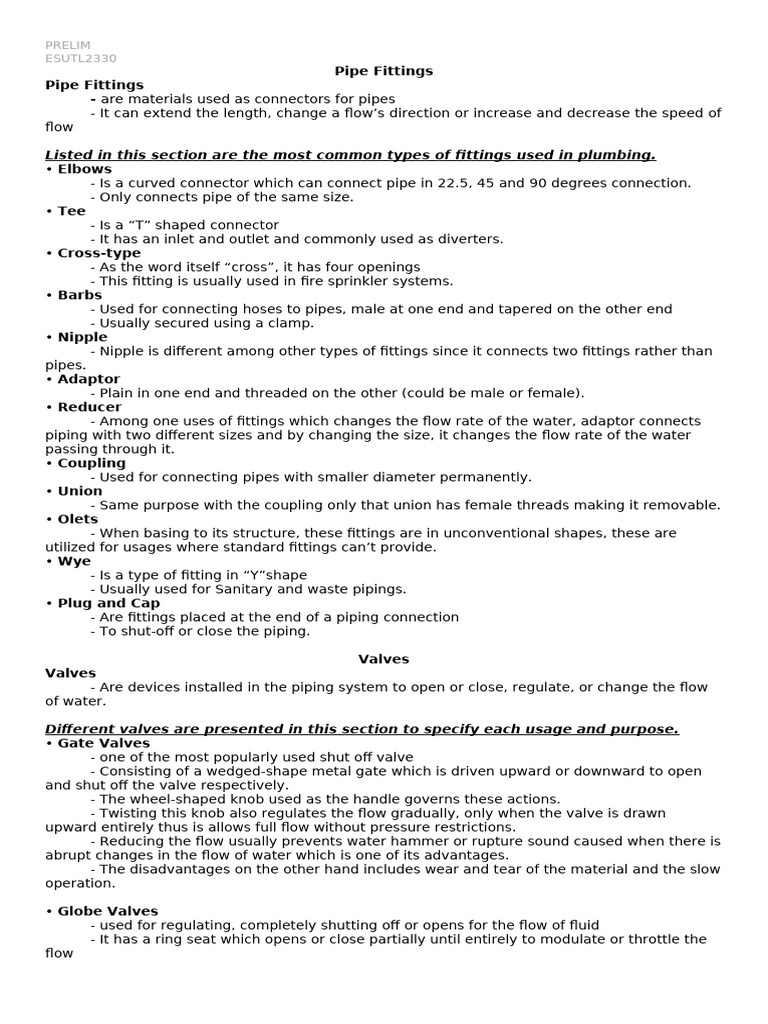Pipe Fittings | PDF | Valve | Pipe (Fluid Conveyance)