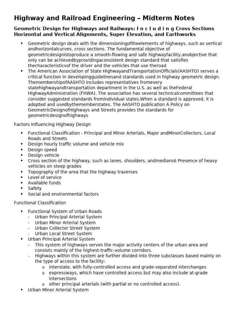 Highway and Railroad Engineering Notes | PDF | Lane | Traffic