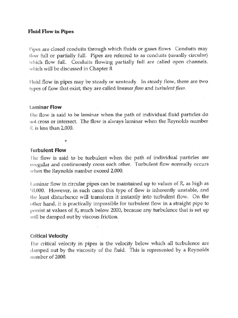 L09 Fluid Flow in Pipes 1 | PDF