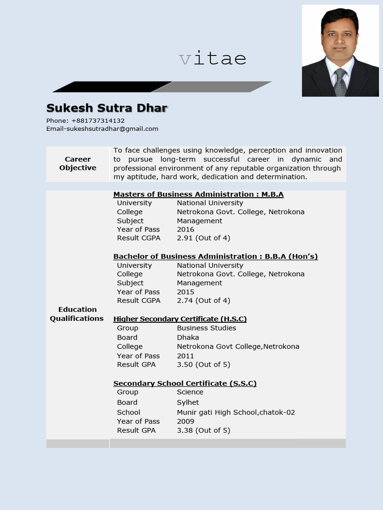 Sukesh Sutra Dhar-2024 New CV | PDF | Educational Stages | Qualifications