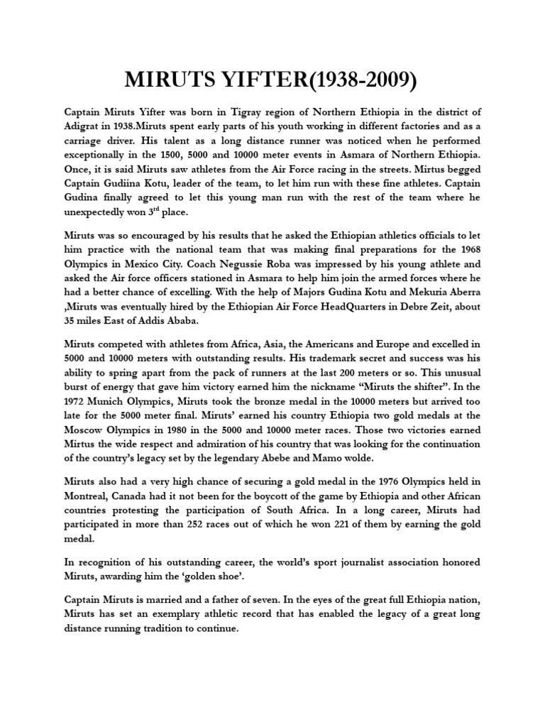 Miruts Yifter | PDF | Summer Olympic Games | Olympic Games