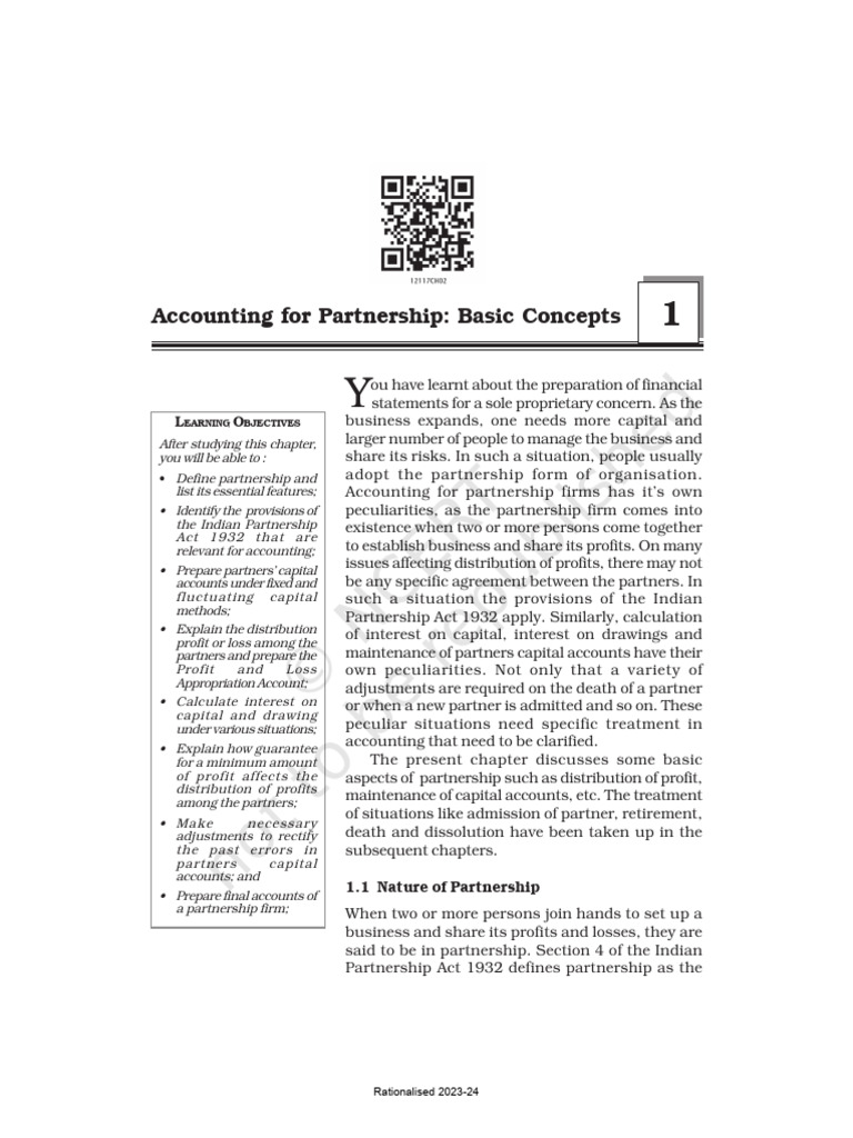 Class 12 Accountancy Part-1 Ncert Textbook | PDF | Partnership | Debits ...