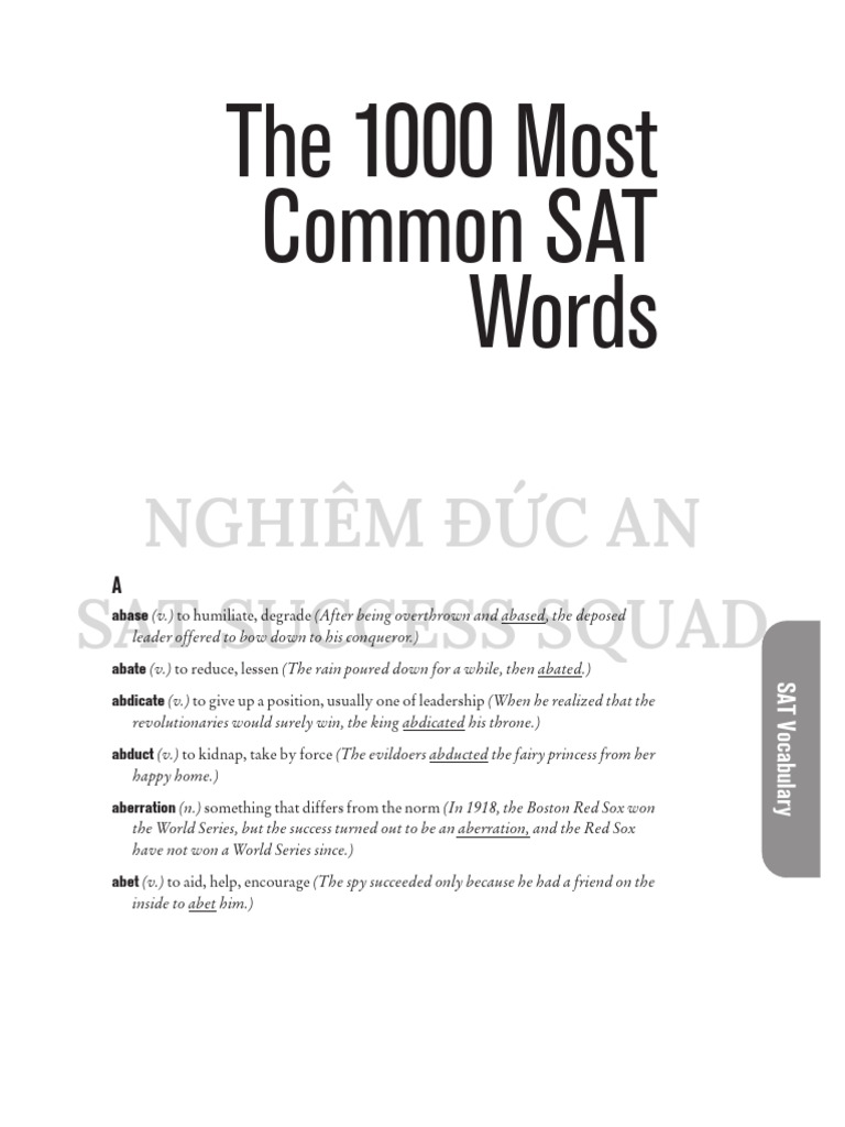 The 1000 Most Common SAT Words | PDF | Science & Mathematics