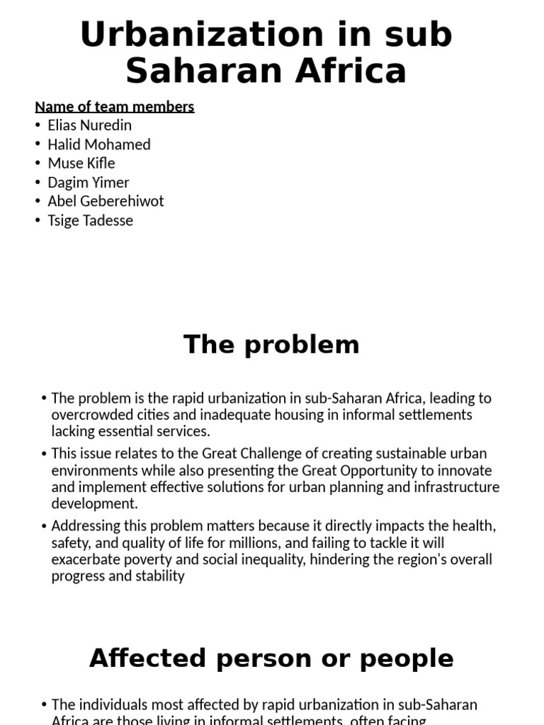 Urbanization in Sub Saharan Africa | PDF | Infrastructure | Sustainability