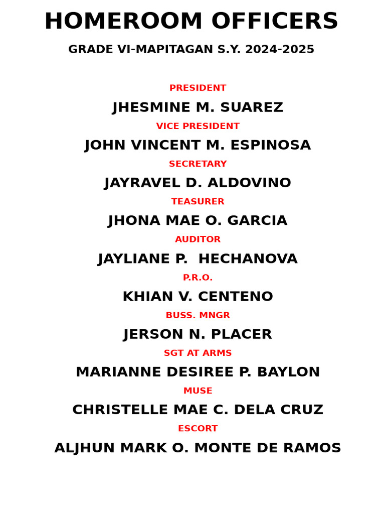 Homeroom Officers | PDF